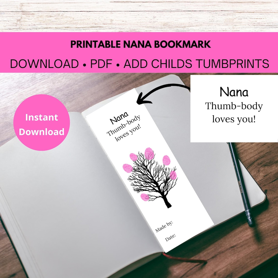 Grandma Handprint for Mothers Day, Printable Bookmark, Nana Gifts for ...