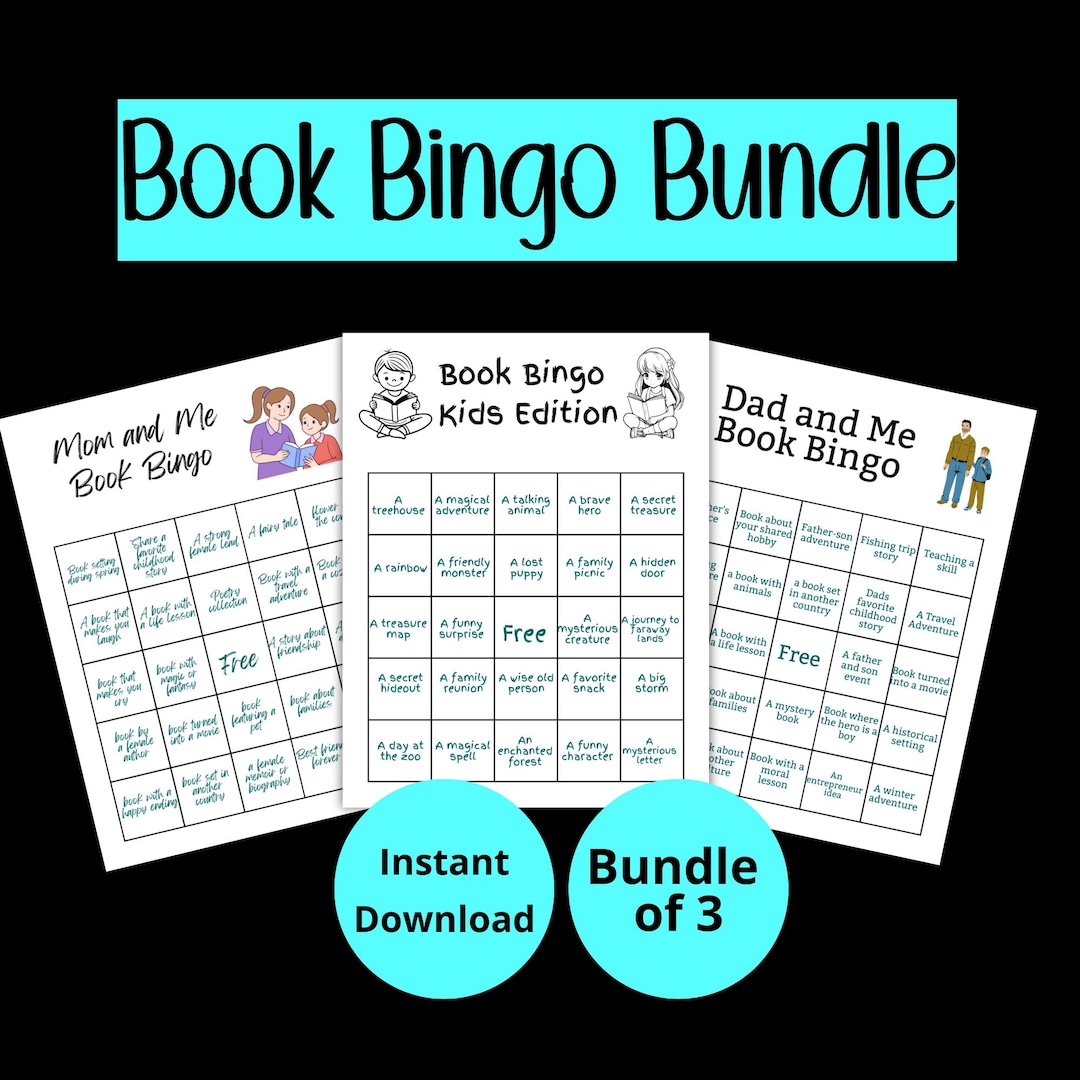 Book Club Games, Printable Book Bingo Bundle, Book Challenge Bundle ...