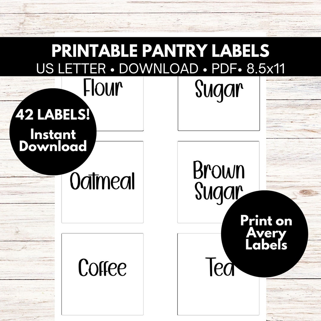 Minimalist Pantry Labels, Printable Pantry Stickers, Kitchen ...