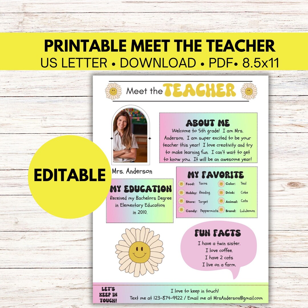 Meet the Teacher Template, Editable First Day of School Newsletter ...