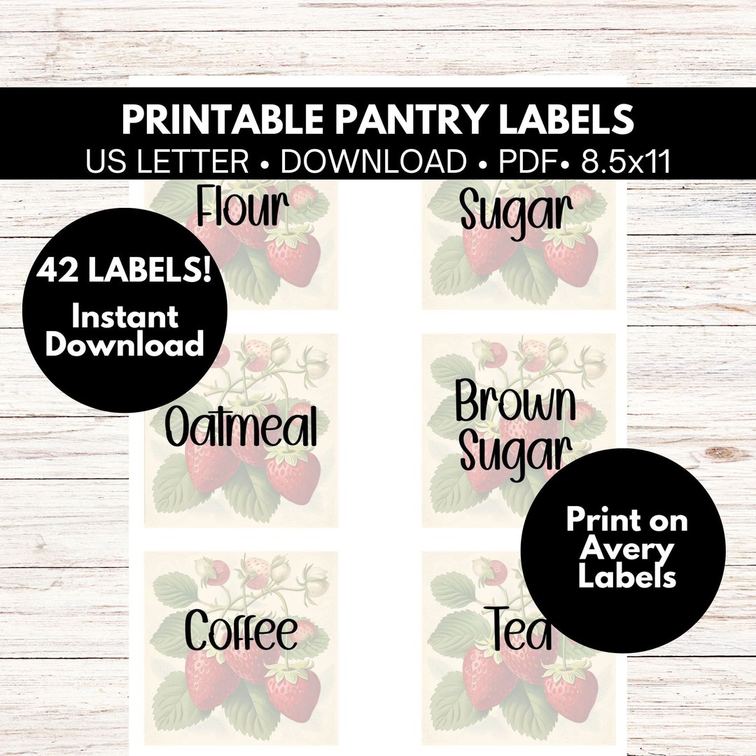 Kitchen Labels, Jar Labels, Printable Pantry Organization Stickers ...