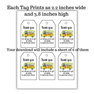 Bus Driver Gift Tags, End of School Year Gift, School Bus Driver ...