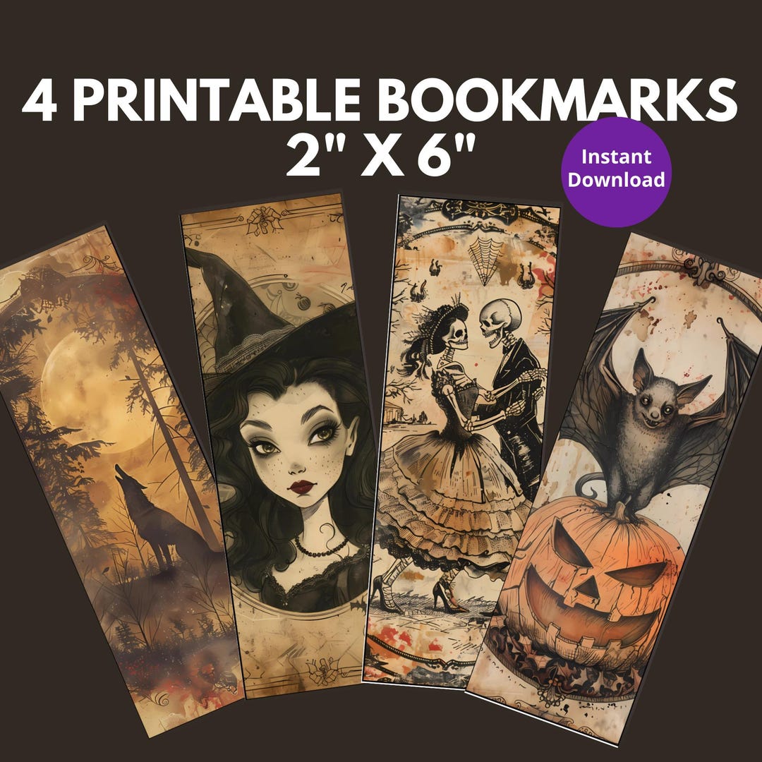 Printable Bookmark, Halloween Bookmark, Ghost Bookmarks, Witch Bookmark ...