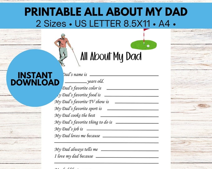 Printable Fathers Day Activity About My Daddy Idea for Fathers Day ...