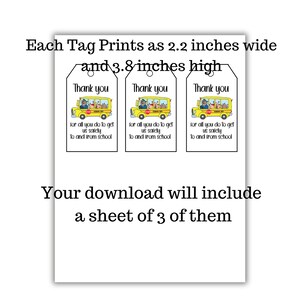Bus Driver Gift Tags, End of School Year Gift, School Bus Driver ...