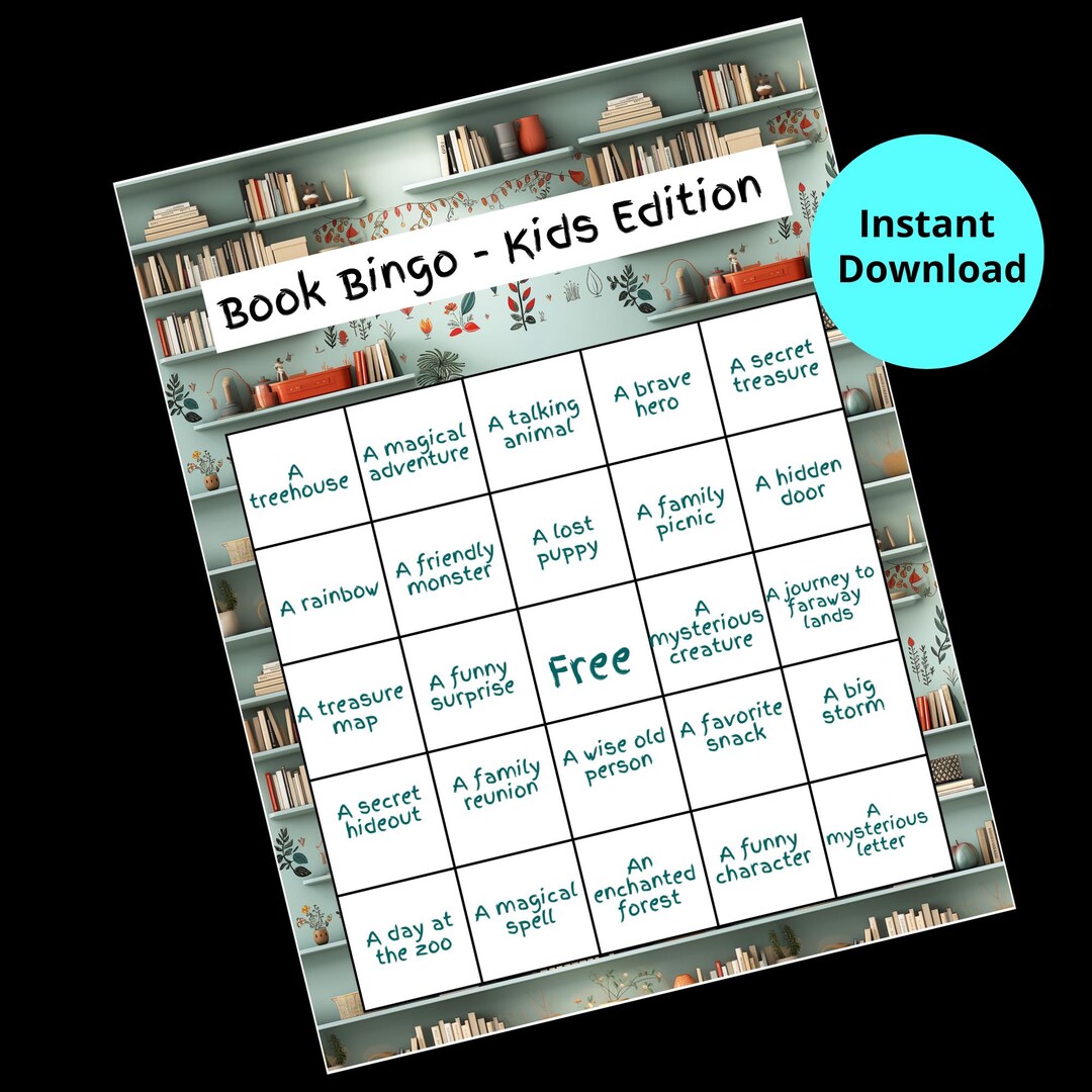 Kids Book Bingo, Reading Challenge, Book Lover Game, Book Club Activity ...