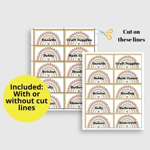 Editable Name Tags for Classroom, Printable Labels for School, Boho ...