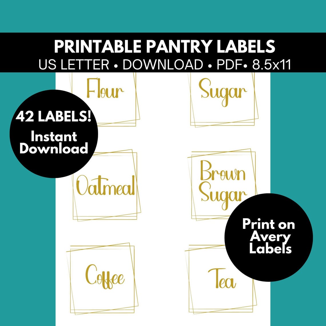 Labels for Pantry, Gold Pantry Labels, Kitchen Organization Labels ...
