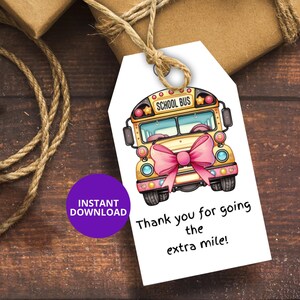Bus Driver Gift Tags, Bus Driver Thank You Card, Bus Driver ...
