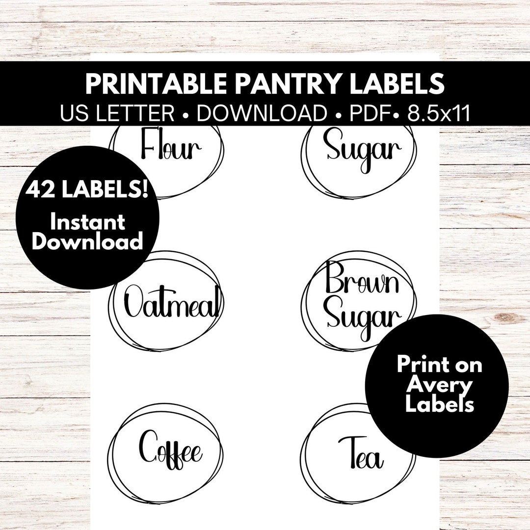 Pantry Labels Printable, Printable Pantry Label Stickers, Kitchen ...