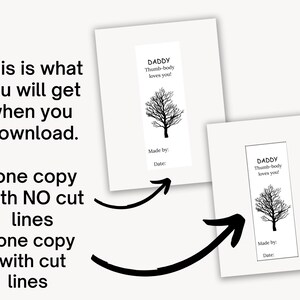 Fingerprint Tree Bookmark for Daddy, Printable Fathers Day Gift, DIY ...