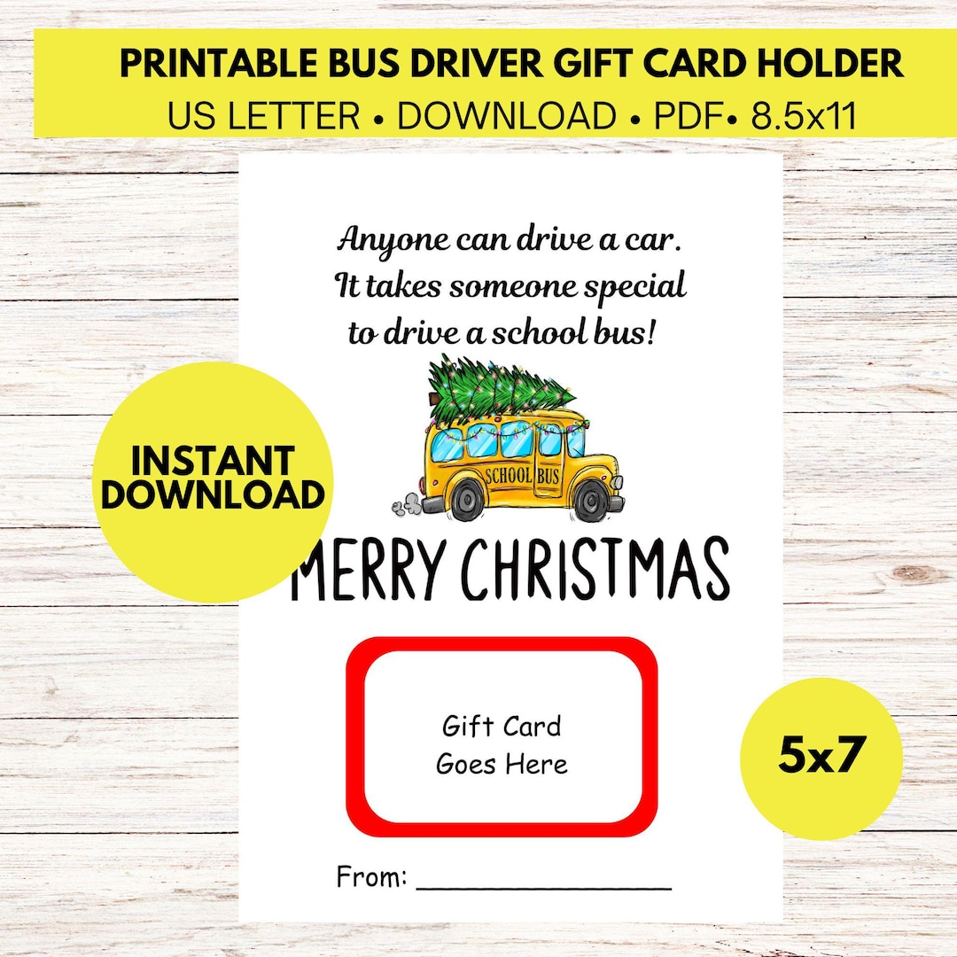 Bus Driver Appreciation Gift, Christmas Bus Driver Thank You Card, Bus ...