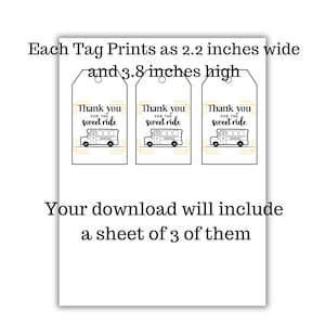 Bus Driver Gift Tags, Bus Driver Thank You Card, Bus Driver Gift Card ...