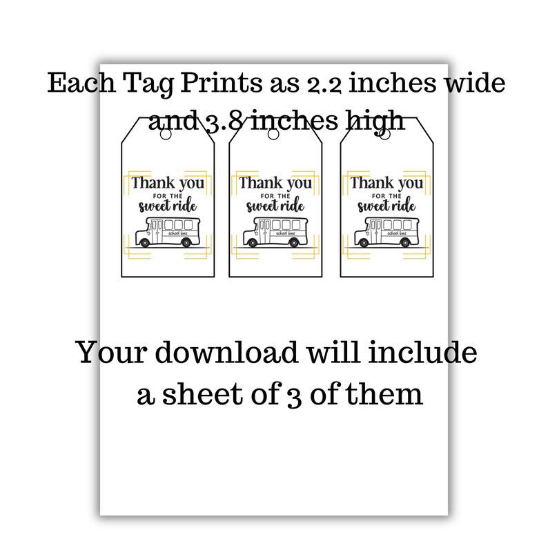Bus Driver Gift Tags, Bus Driver Thank You Card, Bus Driver Gift Card ...