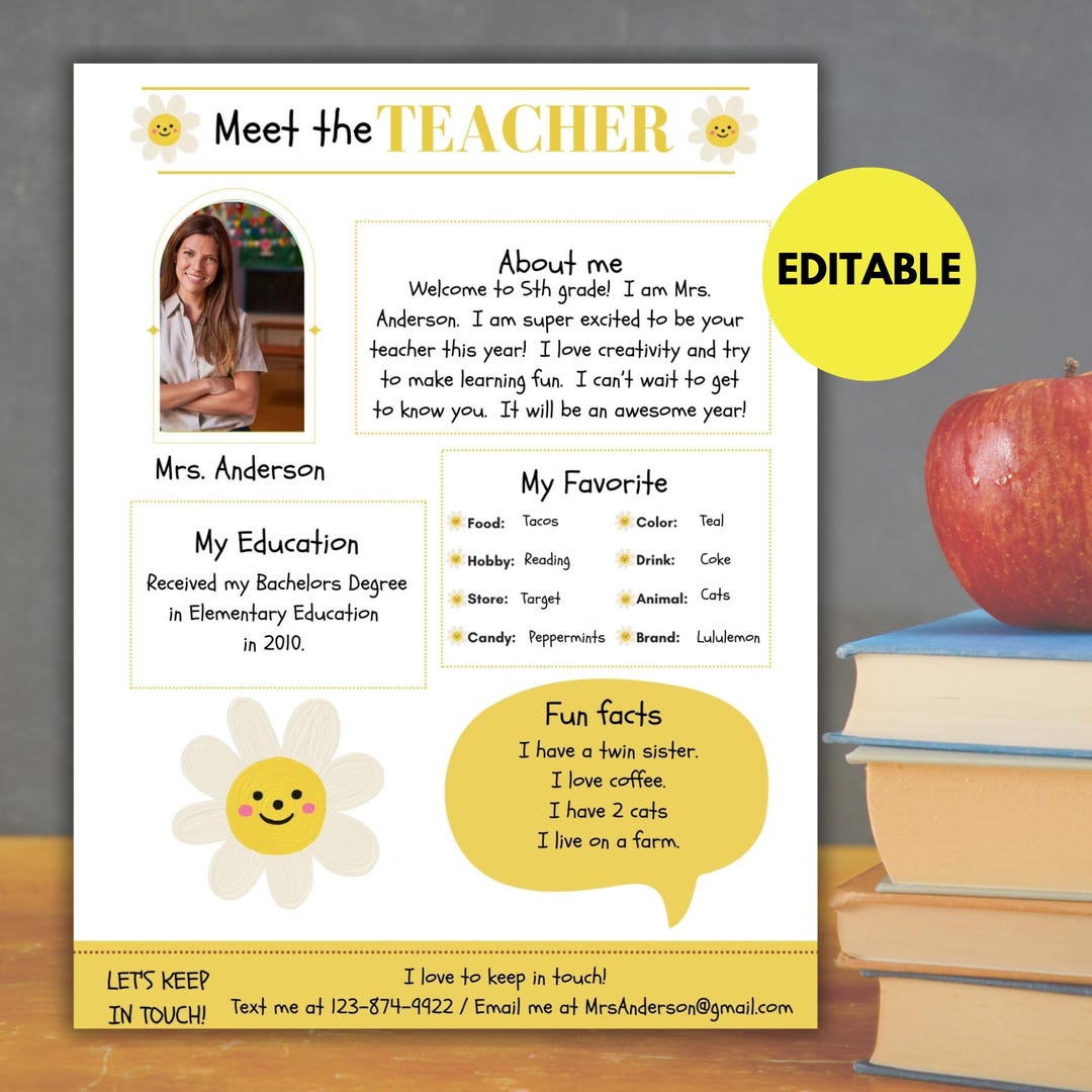 All About My Teacher Printable, Get to Know Your Teachers, Meet the ...