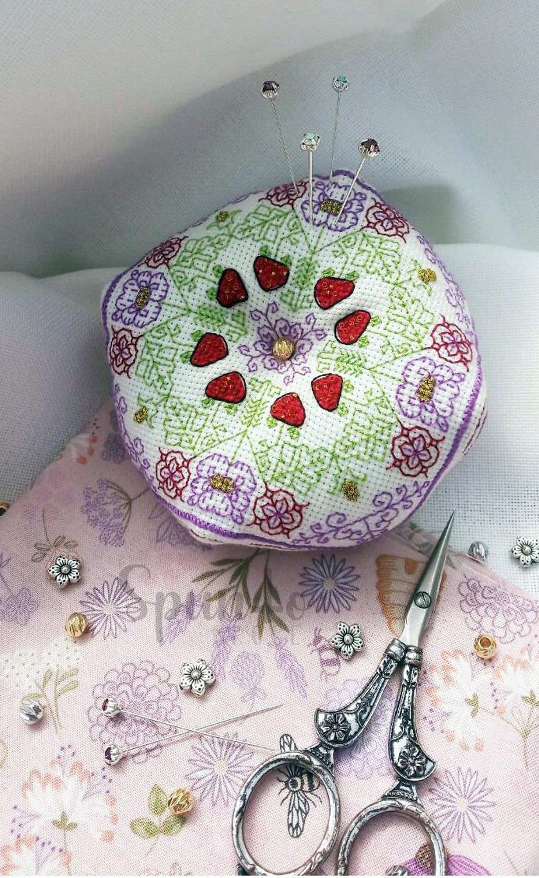 Strawberry Biscornu, Printable PDF, Instant Download, Cross Stitch ...