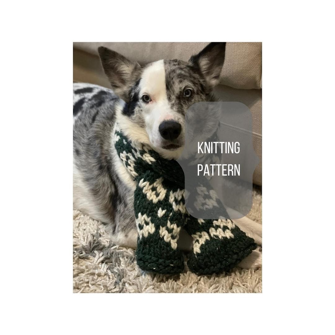 PDF Knitting Pattern, Snowburst Dog Scarf Knitting Pattern, Dogs, Pet ...