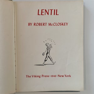 Lentil, 1946, Robert Mccloskey, Second Printing, Hardcover - Etsy