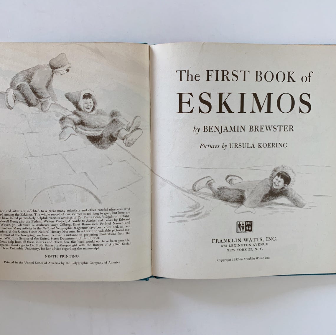 The First Book of Eskimos, Benjamin Brewster, 1952 Hardcover With DJ - Etsy