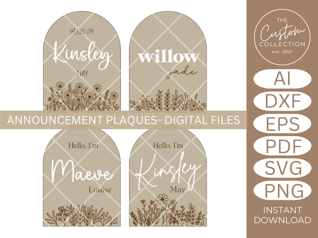 Laser Cut Baby Plaque Files, Baby Birth Announcement Plaques, Editable ...