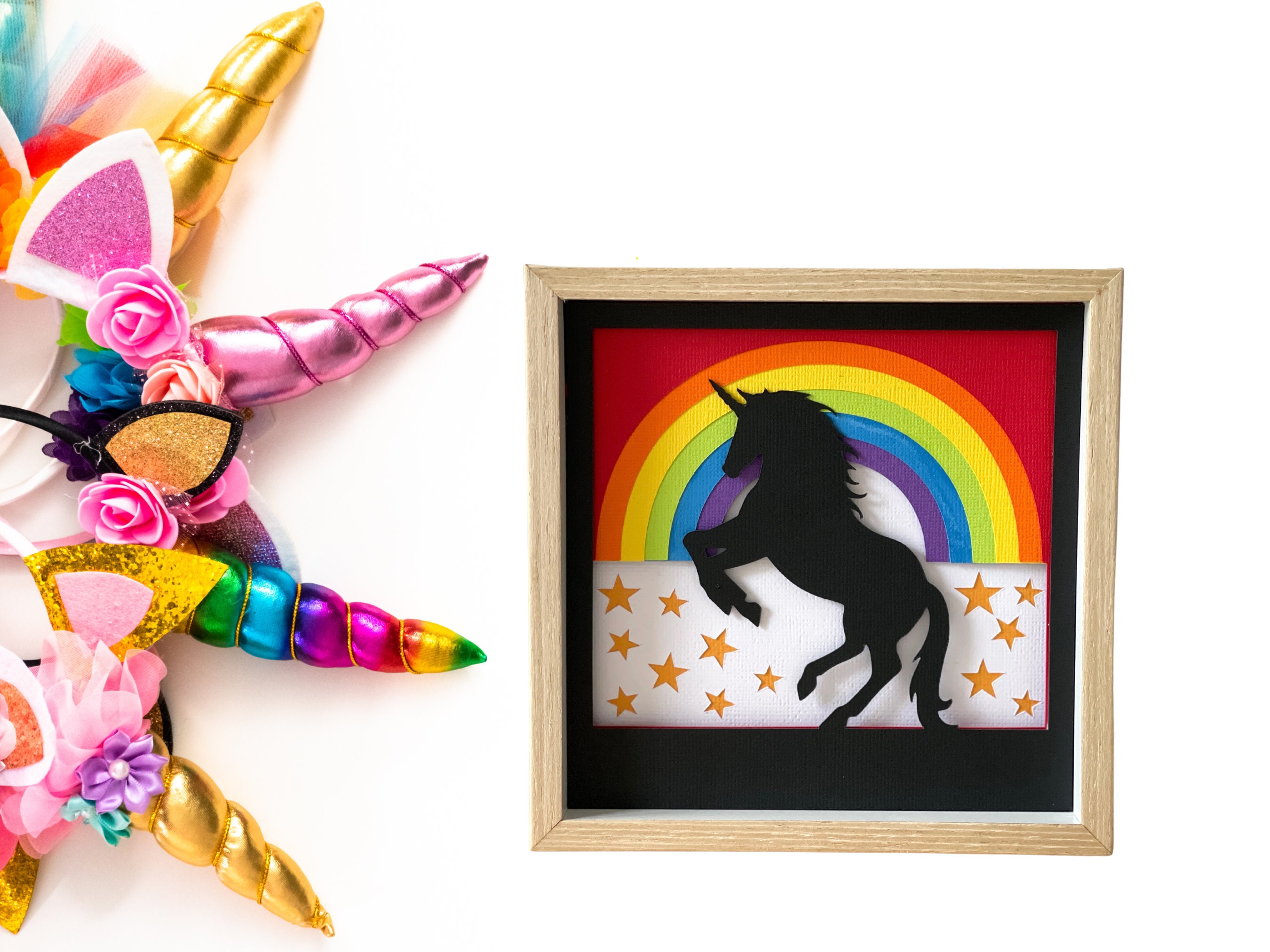 Rainbow Unicorn 3D Shadow Box SVG 3D Layered SVG Svg Files - Etsy UK