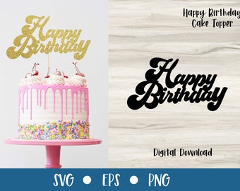 Happy Birthday Cake Topper HIPPIE SVG Files for Cricut - Etsy Australia