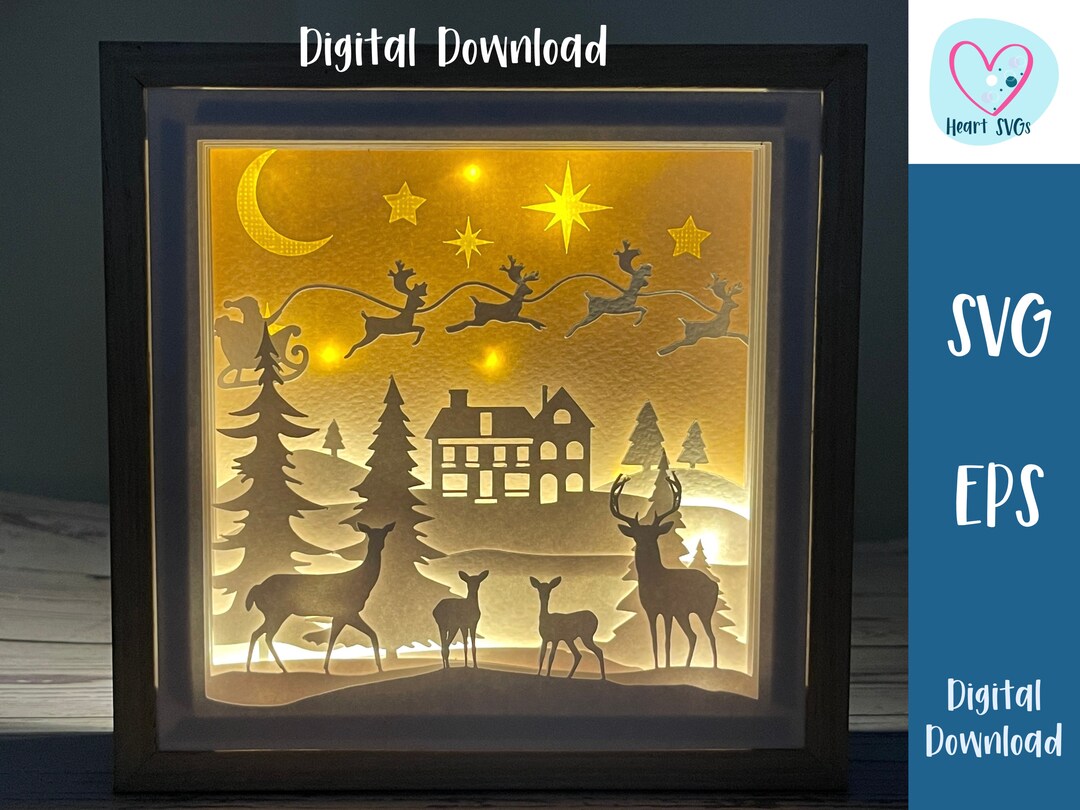 Winter Scene Light Box SVG | Layered SVG | SVG Files Cricut | 3D Light ...
