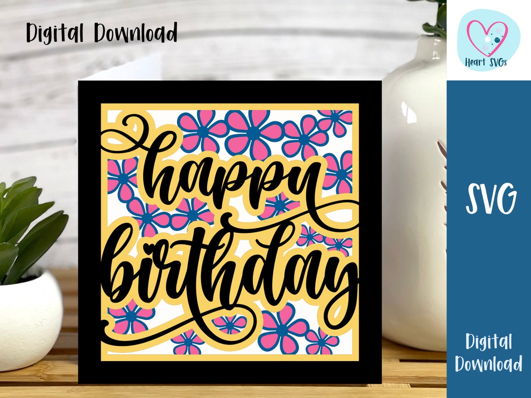 Happy Birthday Card Frangipani SVG Birthday Celebrations Layered SVG ...
