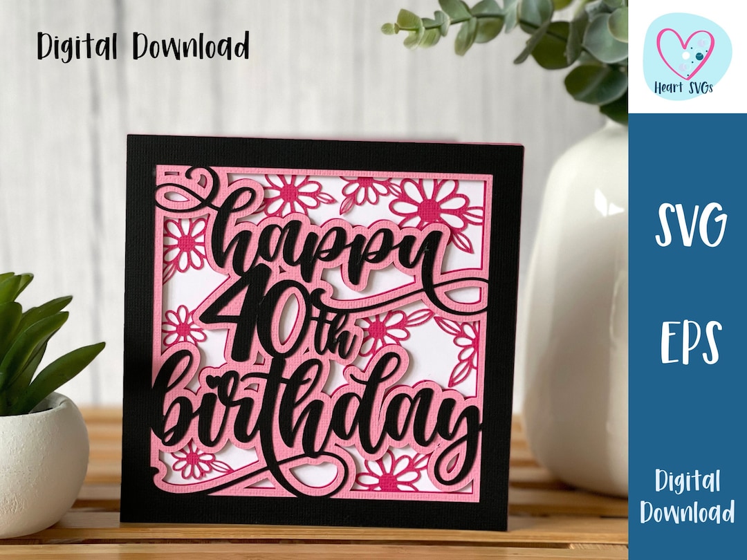 Happy 40th Birthday Card SVG | Birthday Celebrations | Layered SVG ...