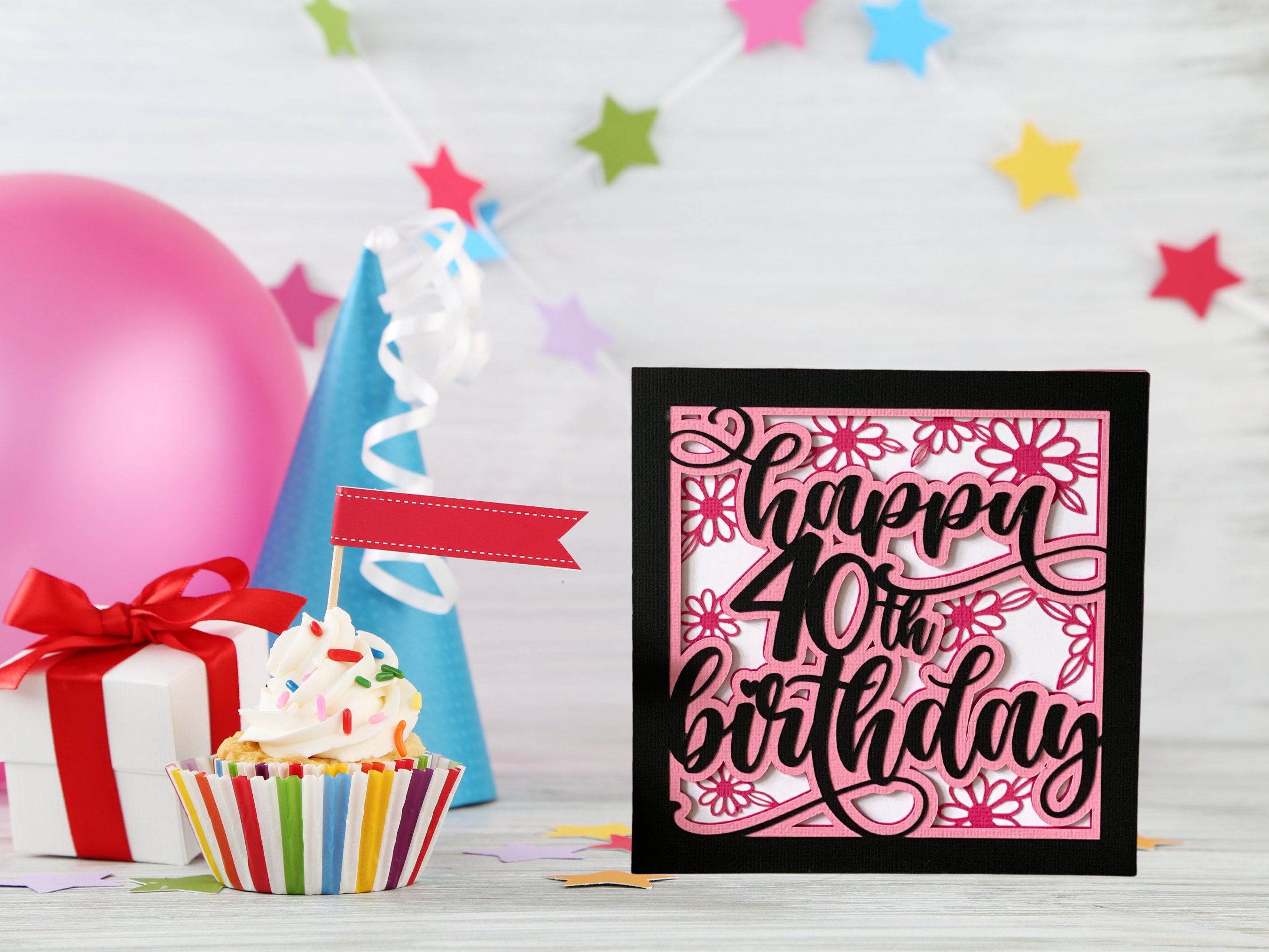 Happy 40th Birthday Card SVG | Birthday Celebrations | Layered SVG ...
