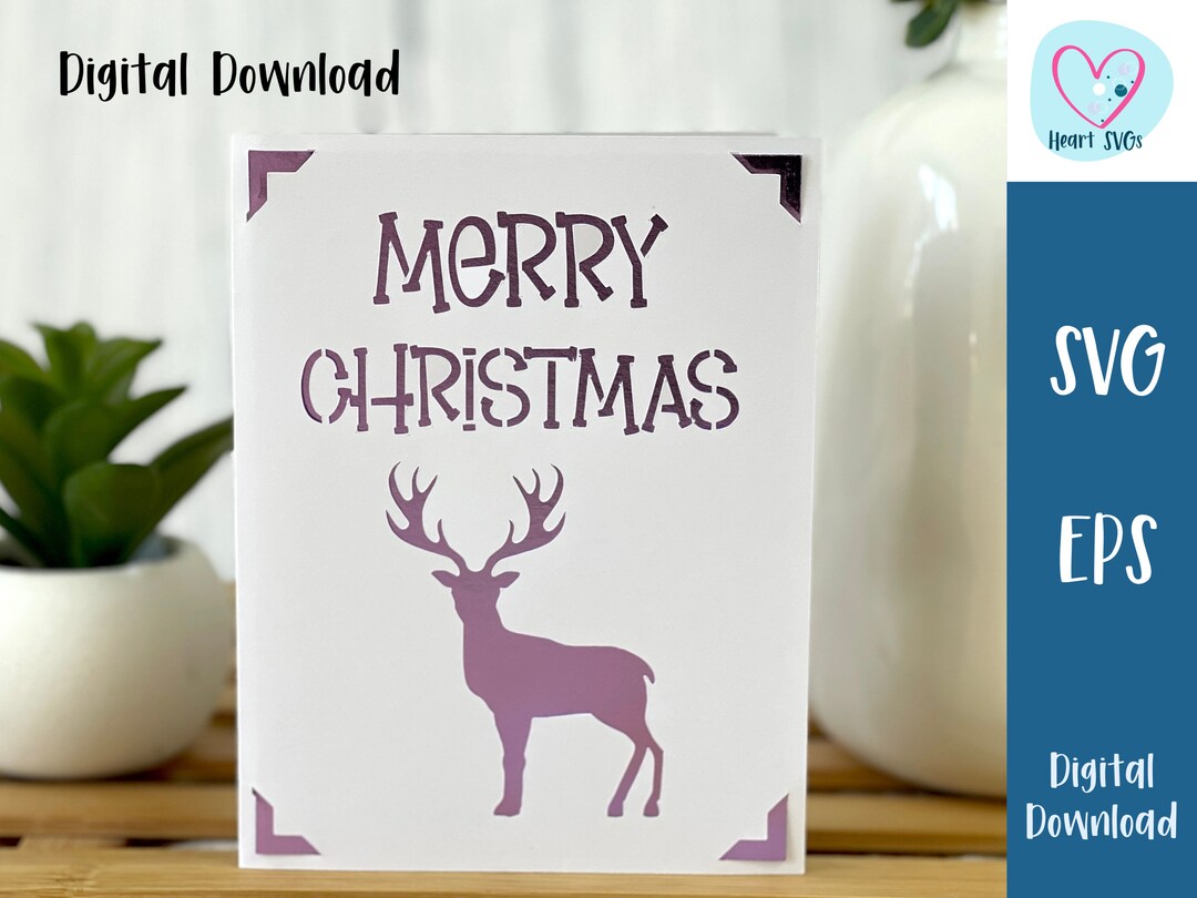 Christmas Insert Card Reindeer SVG | Merry Christmas | Cut Out Card ...