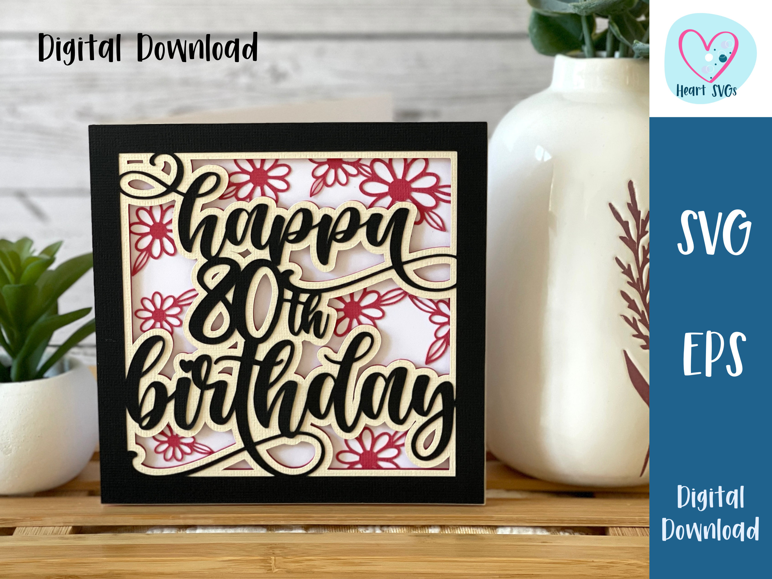 Happy 80th Birthday Card SVG Birthday Celebrations Layered - Etsy Australia