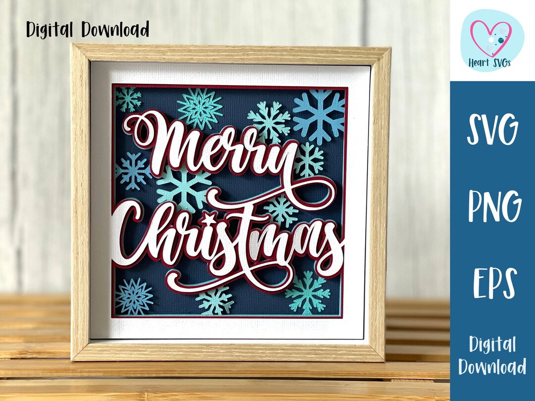Merry Christmas 3D Shadow Box SVG 3D Christmas SVG Svg Files for Cricut ...