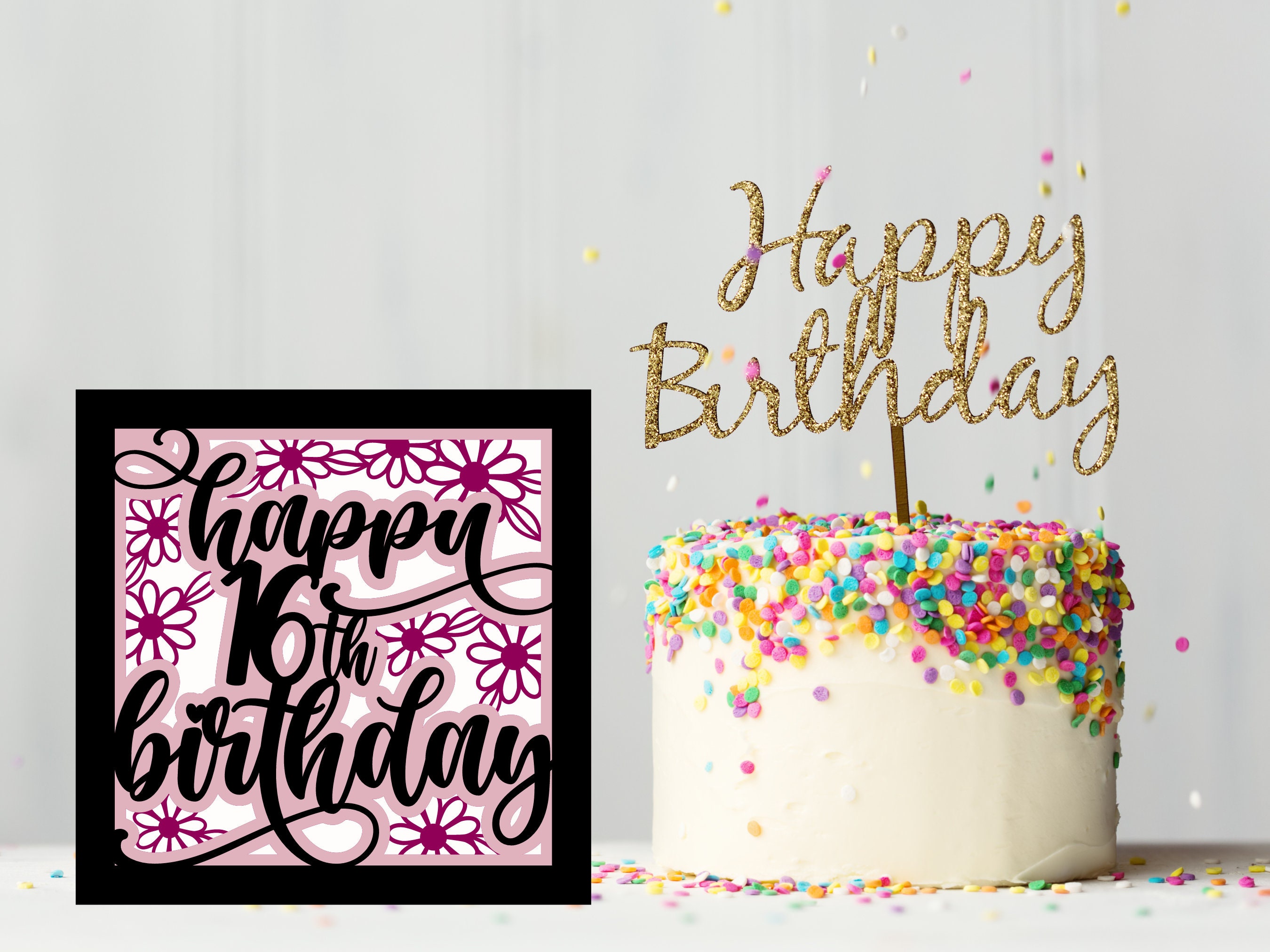 Happy 16th Birthday Card Daisies SVG | Birthday Celebrations | Layered ...