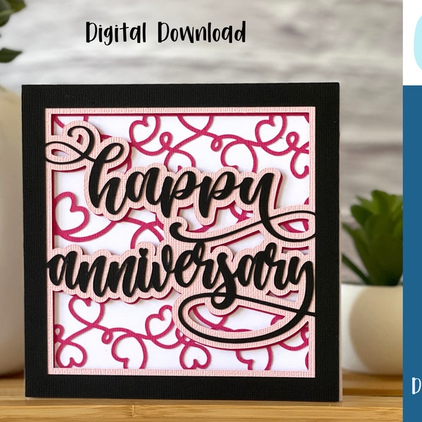 Layered Anniversary Card Svg - Etsy