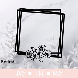 Wild Flower Floral Frame SQUARE Flower Frames Floral Wreath SVG Files ...