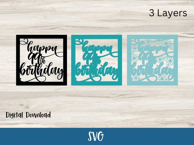 Happy 99th Birthday Card SVG Birthday Celebrations Layered - Etsy