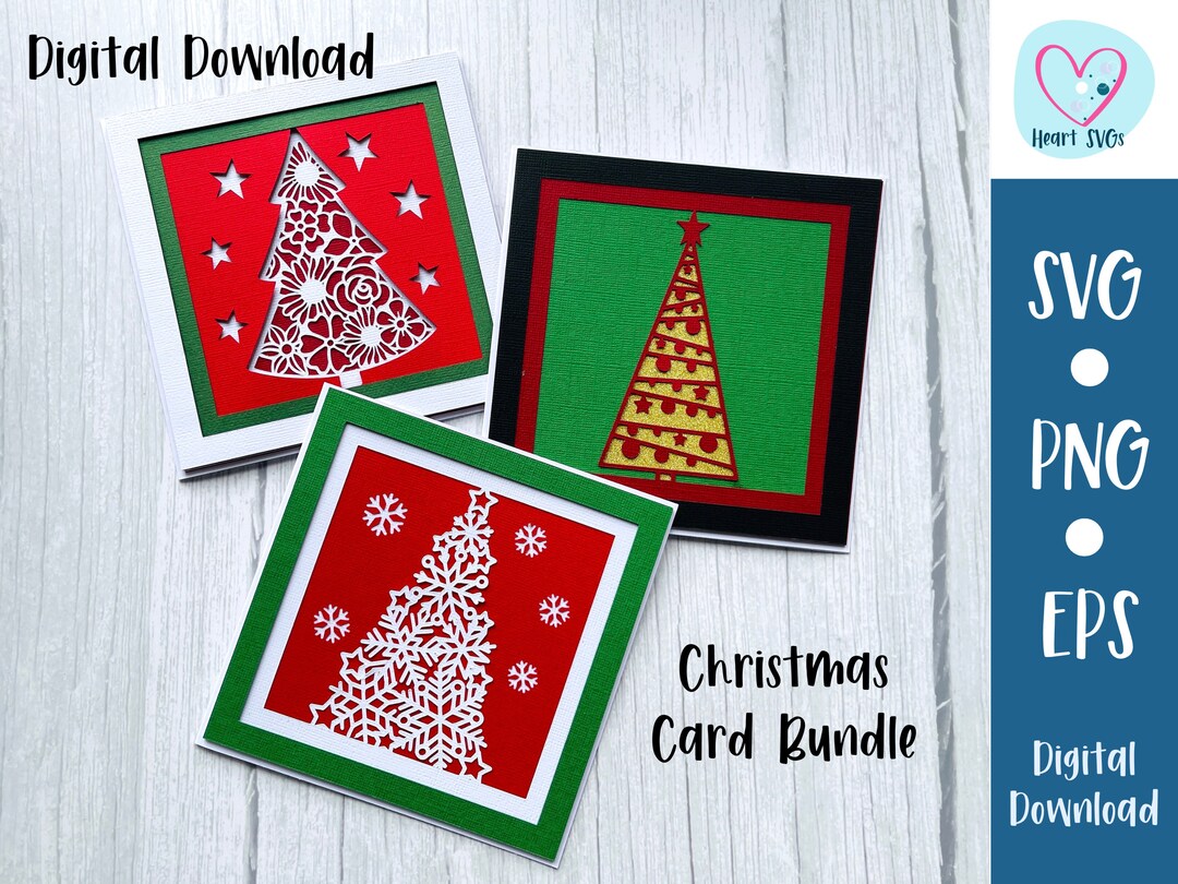 Christmas Card SVG Bundle | 3 Christmas Card Svg's | Merry Christmas ...