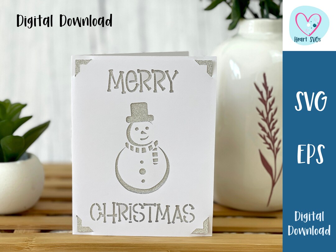 Christmas Insert Card Snowman SVG | Merry Christmas | Cut Out Card ...