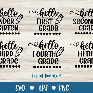 Hello SVG Bundle Kindergarten to Fifth Grade | SVG Files for Cricut ...