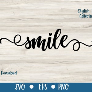 SMILE SVG Files for Cricut Stylish Text Collection Card Making Words ...