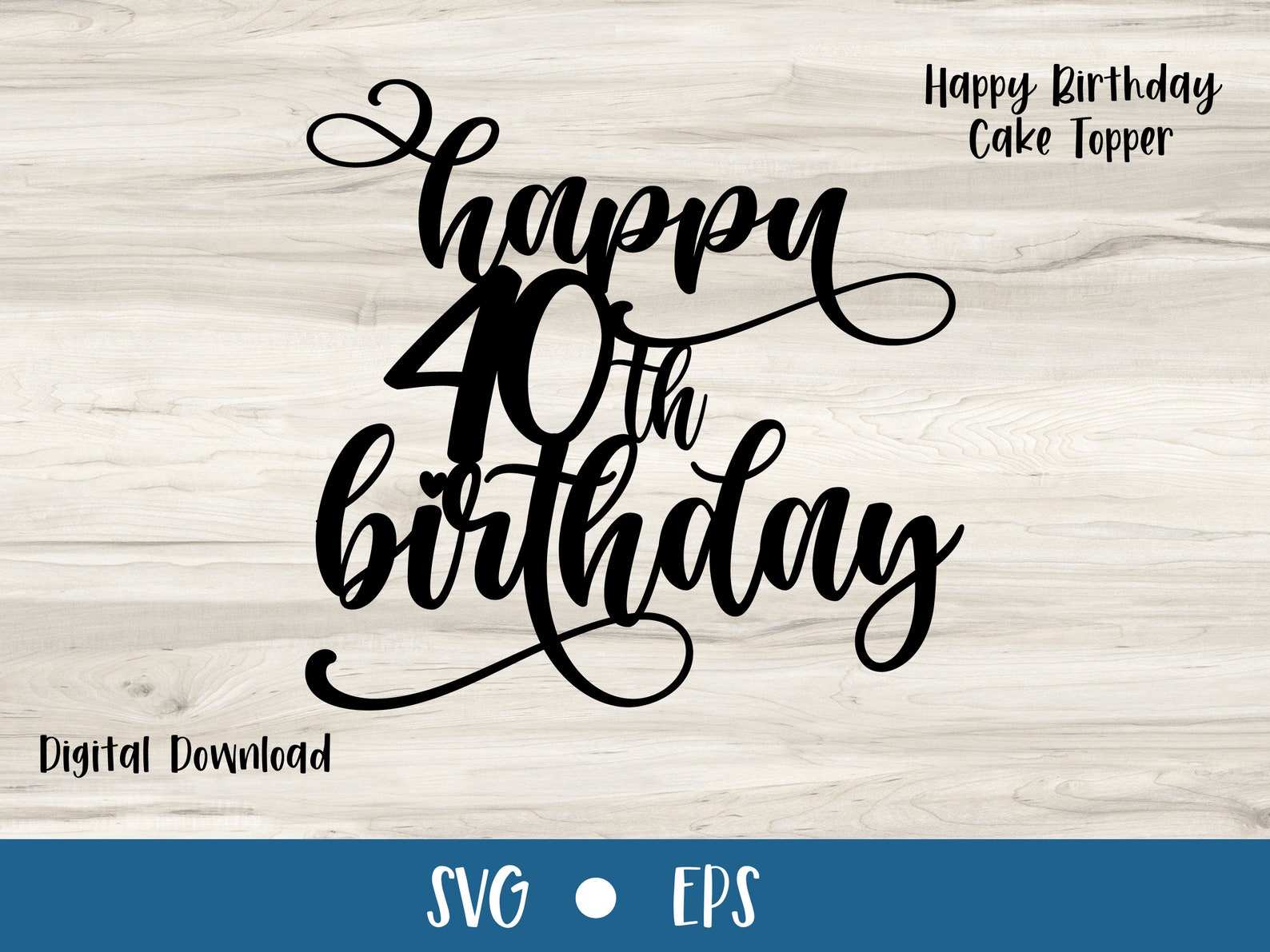 40th Birthday Cake Topper SVG, Happy Birthday | Svg Files | Celebration ...