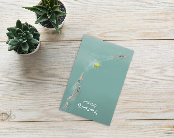 Swimming Card: Just Keep Swimming - Etsy