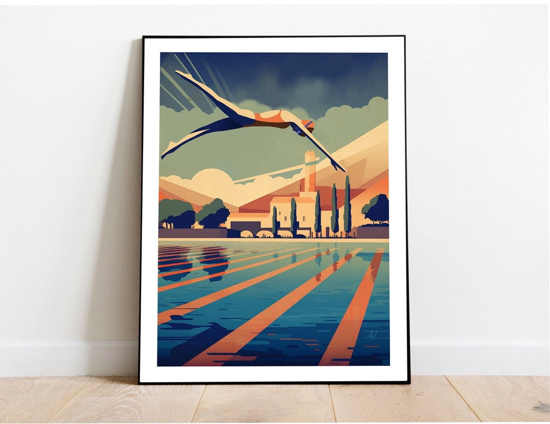 Vintage Swimming Poster: the Dive - Etsy