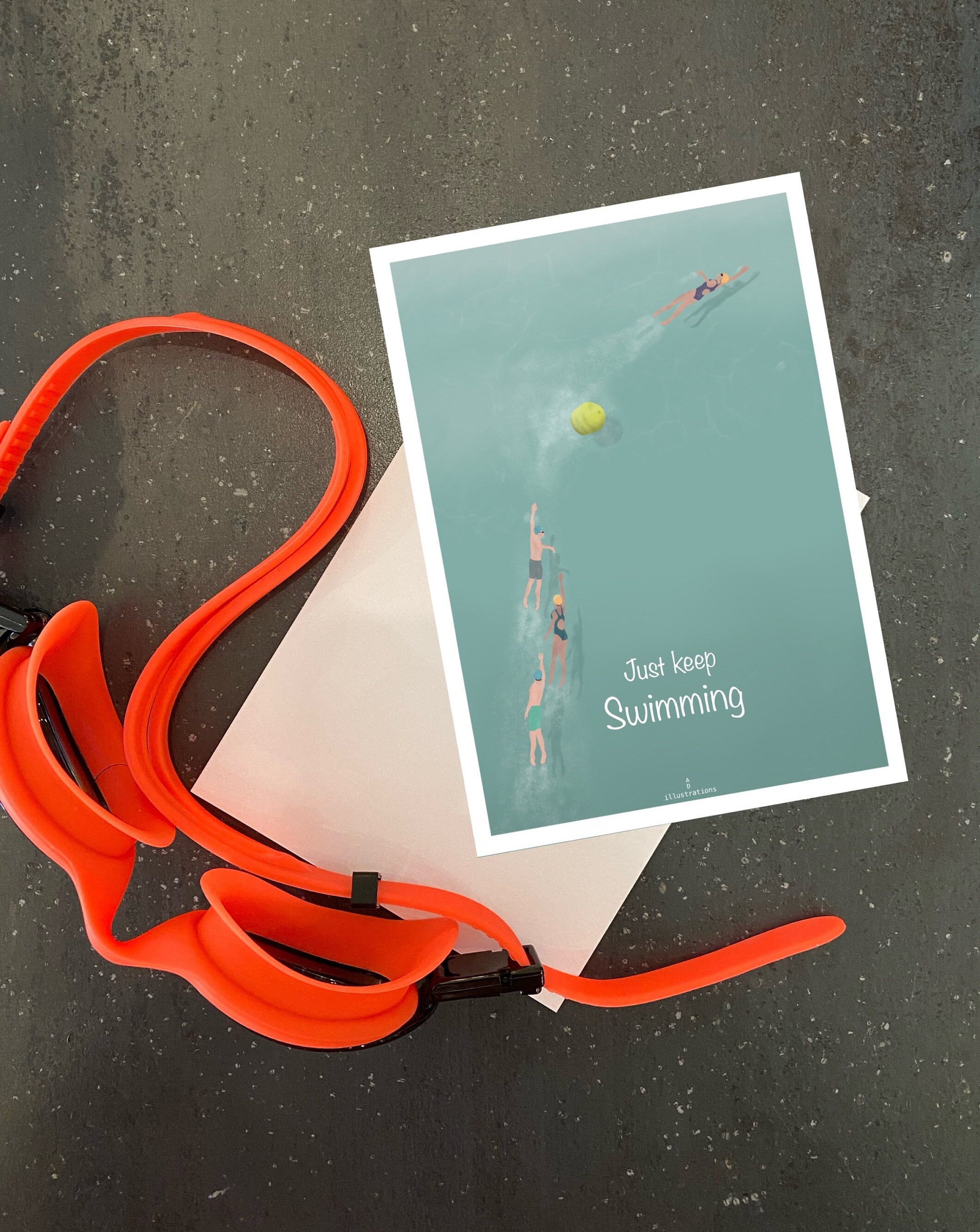 Swimming Card: Just Keep Swimming - Etsy