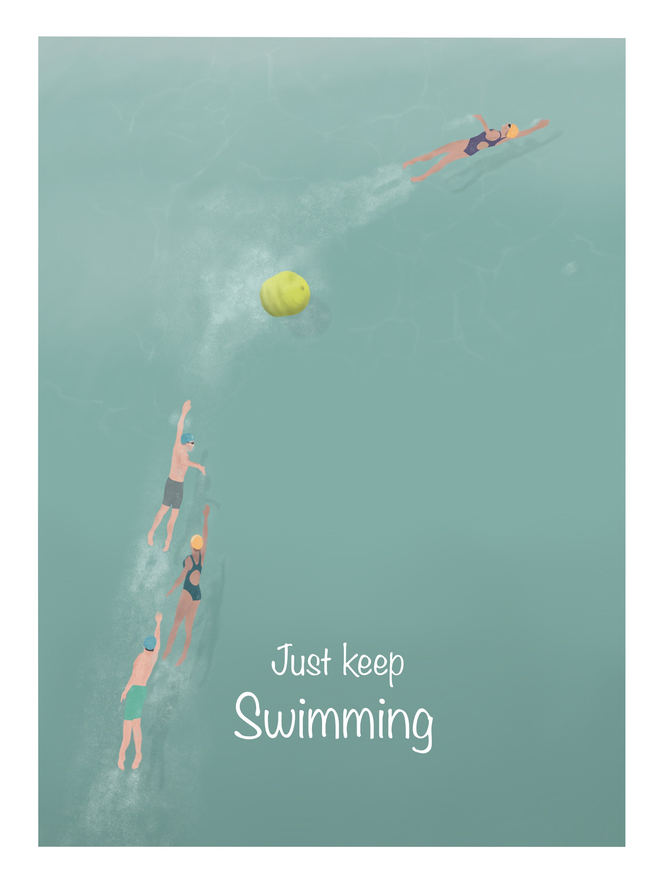 Swimming Card: Just Keep Swimming - Etsy