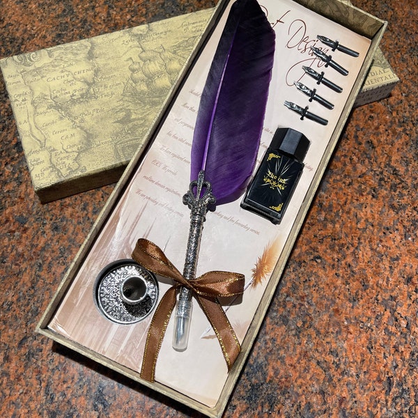 Feather Pen and Ink Set - Etsy