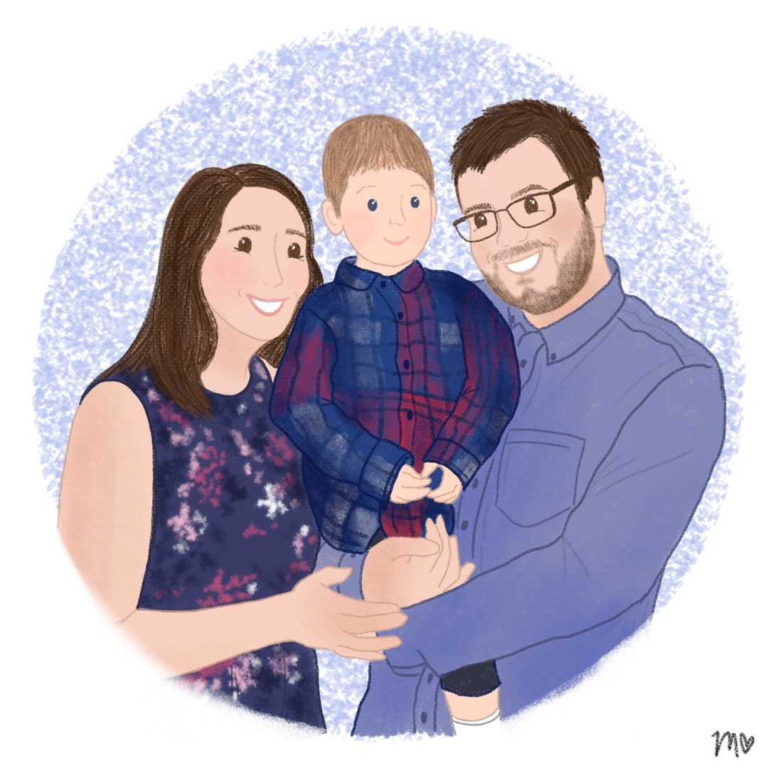 Family Doodle Portrait (up to 5 People) - Etsy