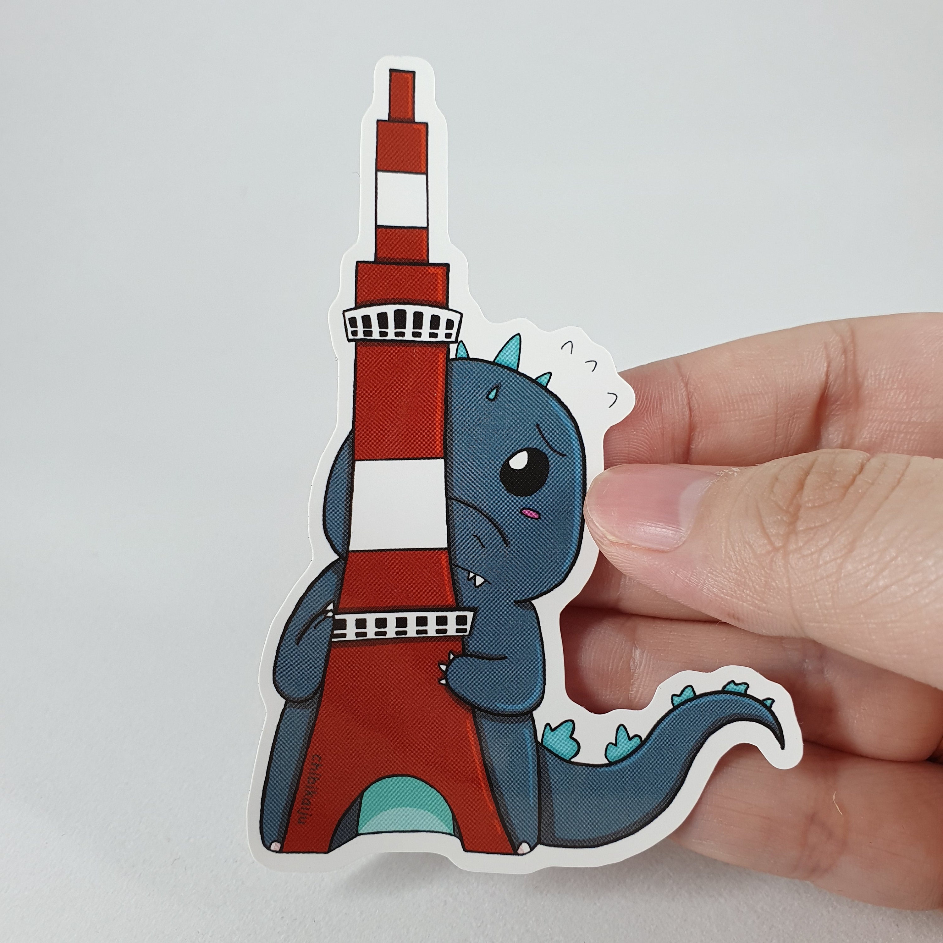 Cute Shy Kaiju Chibi God Zilla Sticker