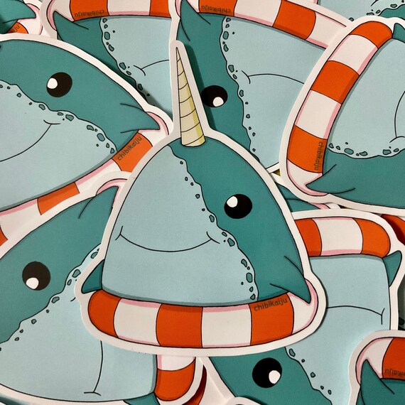 Cute Chibi Narwhal Floaties Sea Animal Gloss Vinyl Notebook | Etsy